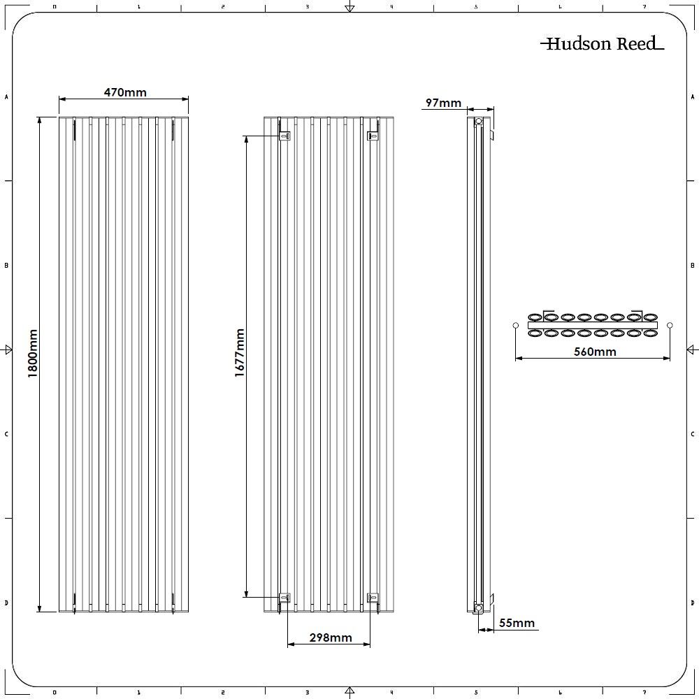 Radiateur design vertical - 180 cm x 47 cm - Aluminium - Blanc ...
