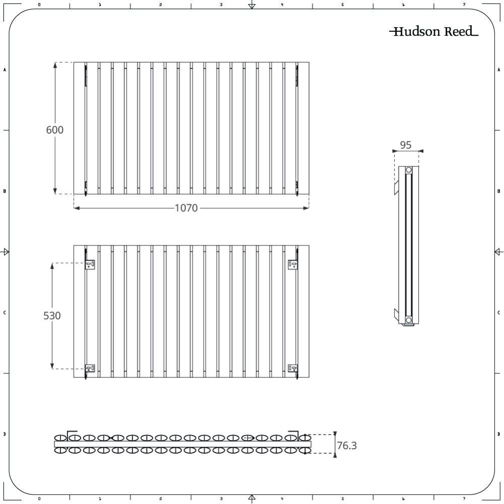 Radiateur design horizontal - 60 cm x 107 cm - Blanc - Aluminium ...