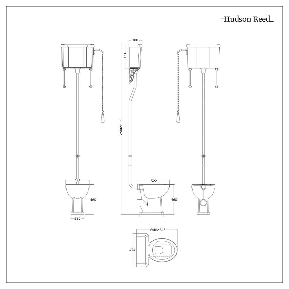 Cuvette WC avec réservoir haut et abattant blanc – Hauteur confortable ...