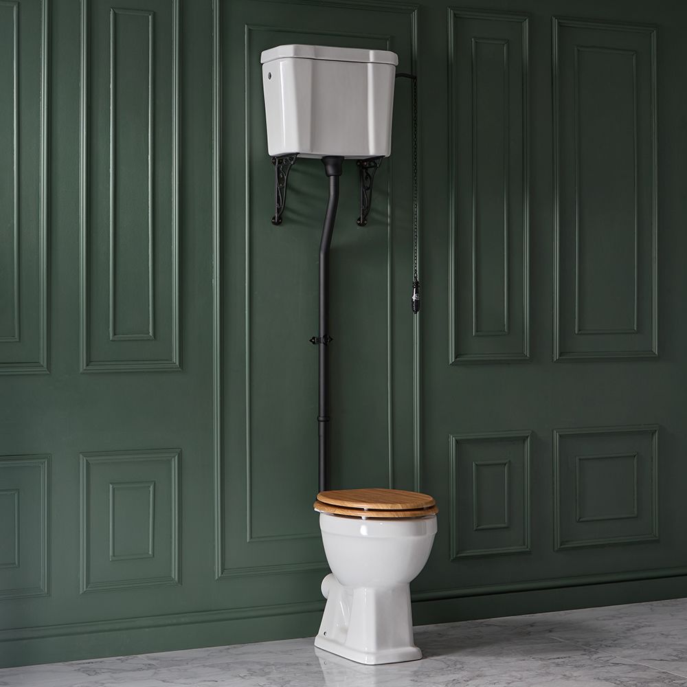 Cuvette WC rétro avec réservoir haut et abattant effet chêne – Choix de ...