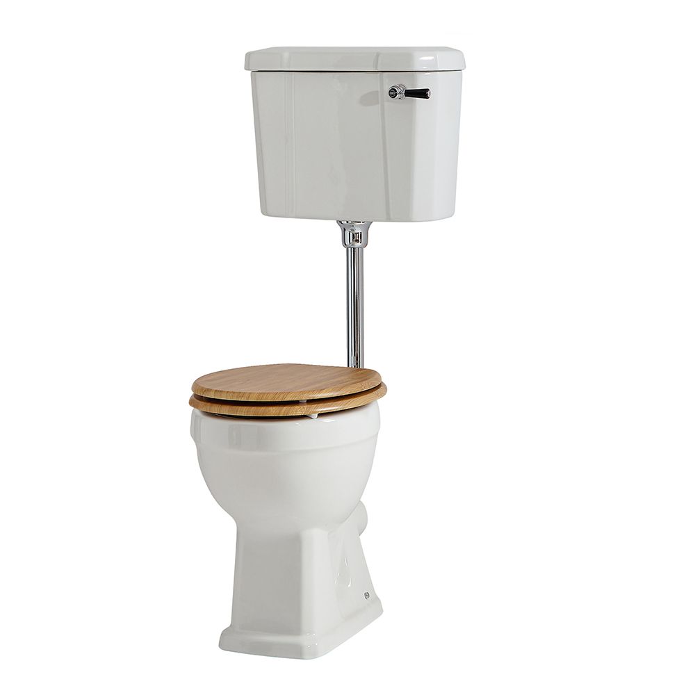 Cuvette WC rétro avec réservoir semi-bas et abattant effet chêne ...