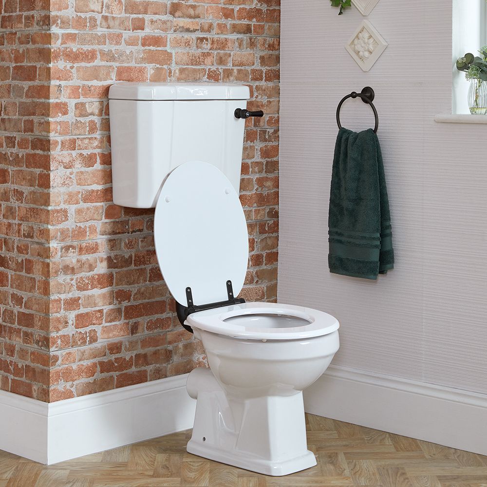 Cuvette WC rétro blanche avec réservoir semi-bas et abattant – Choix de ...