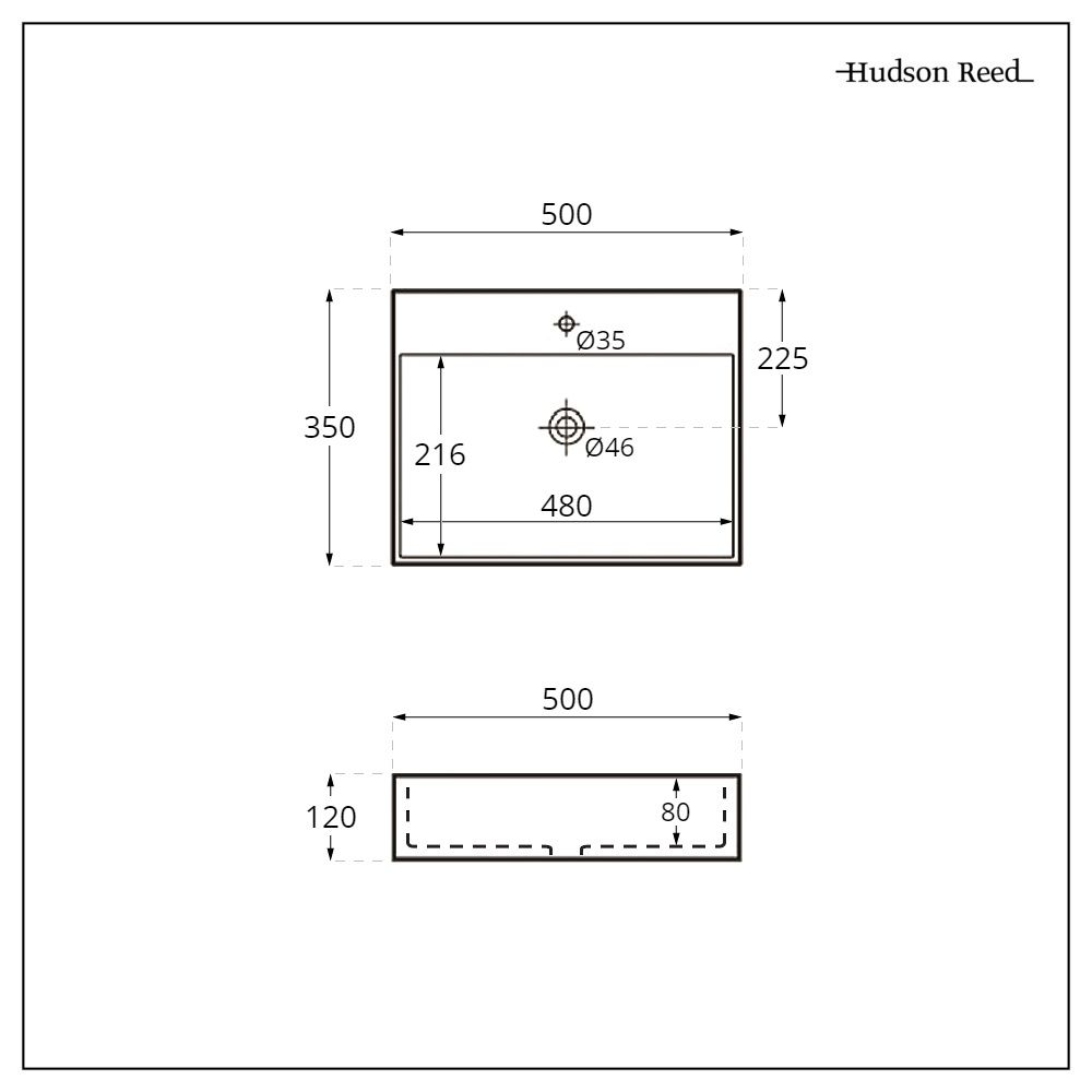 Vasque rectangulaire à poser - 1 trou - 50 cm x 35 cm - Choix de ...