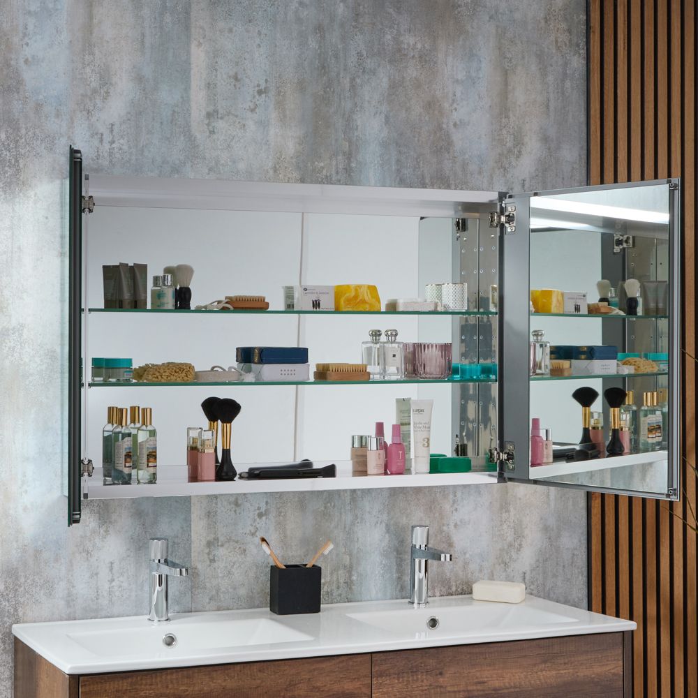 Armoire de salle de bain avec miroir - 66 cm x 100 cm - Cleo