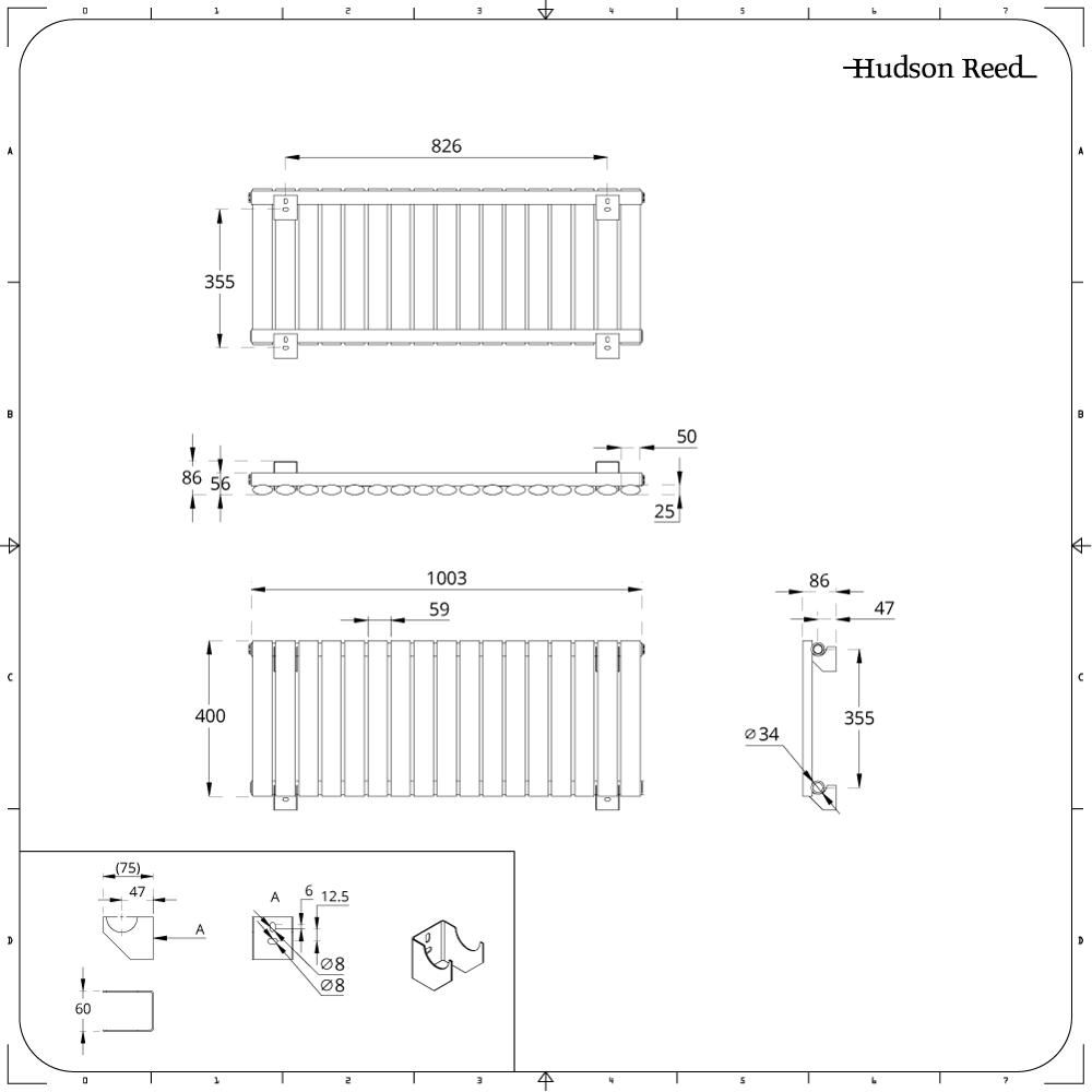 Radiateur design horizontal - 40 cm x 100 cm - Anthracite - Vitality