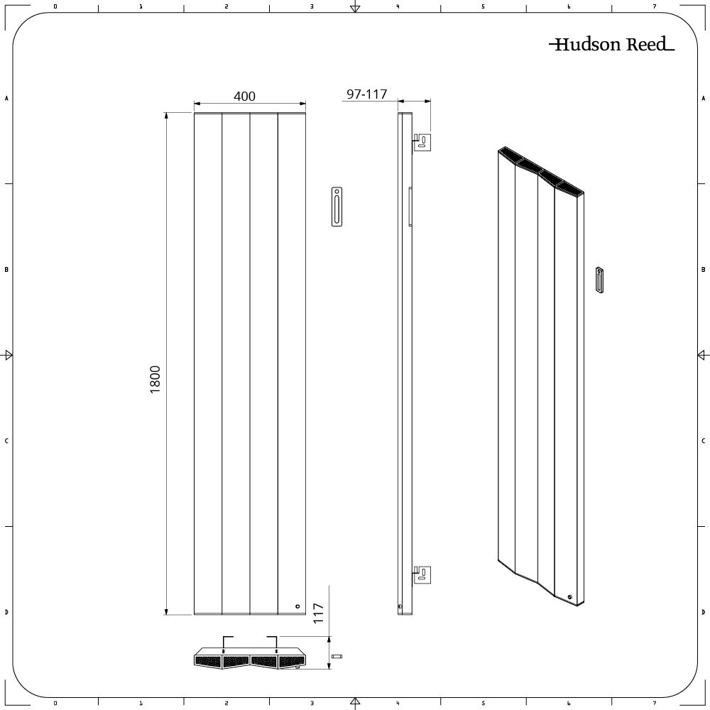 Radiateur électrique design vertical – Aluminium noir – 180 cm x 40 cm ...