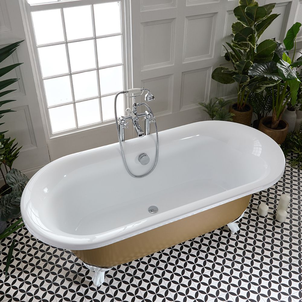 Baignoire îlot rétro à bord roulé – 173 cm x 78 cm – Choix de couleurs ...