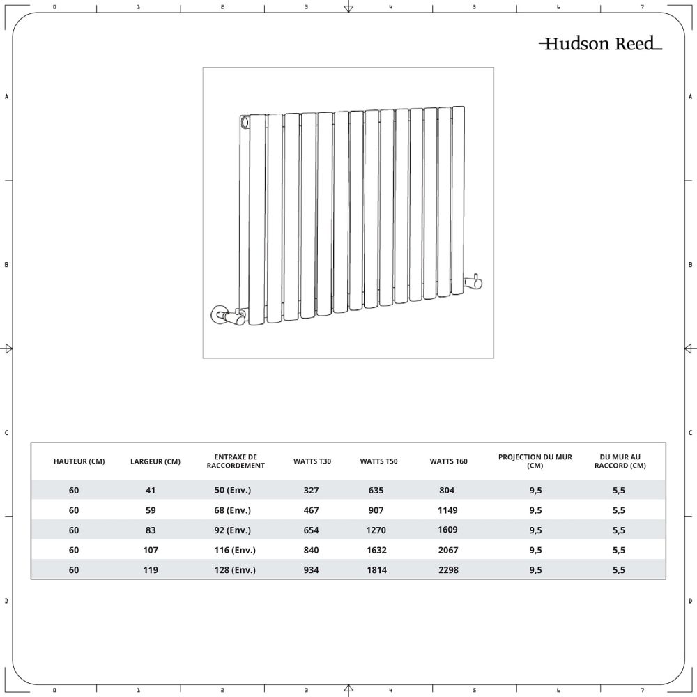 Radiateur design horizontal aluminium – 60 cm –– Anthracite – Choix de ...
