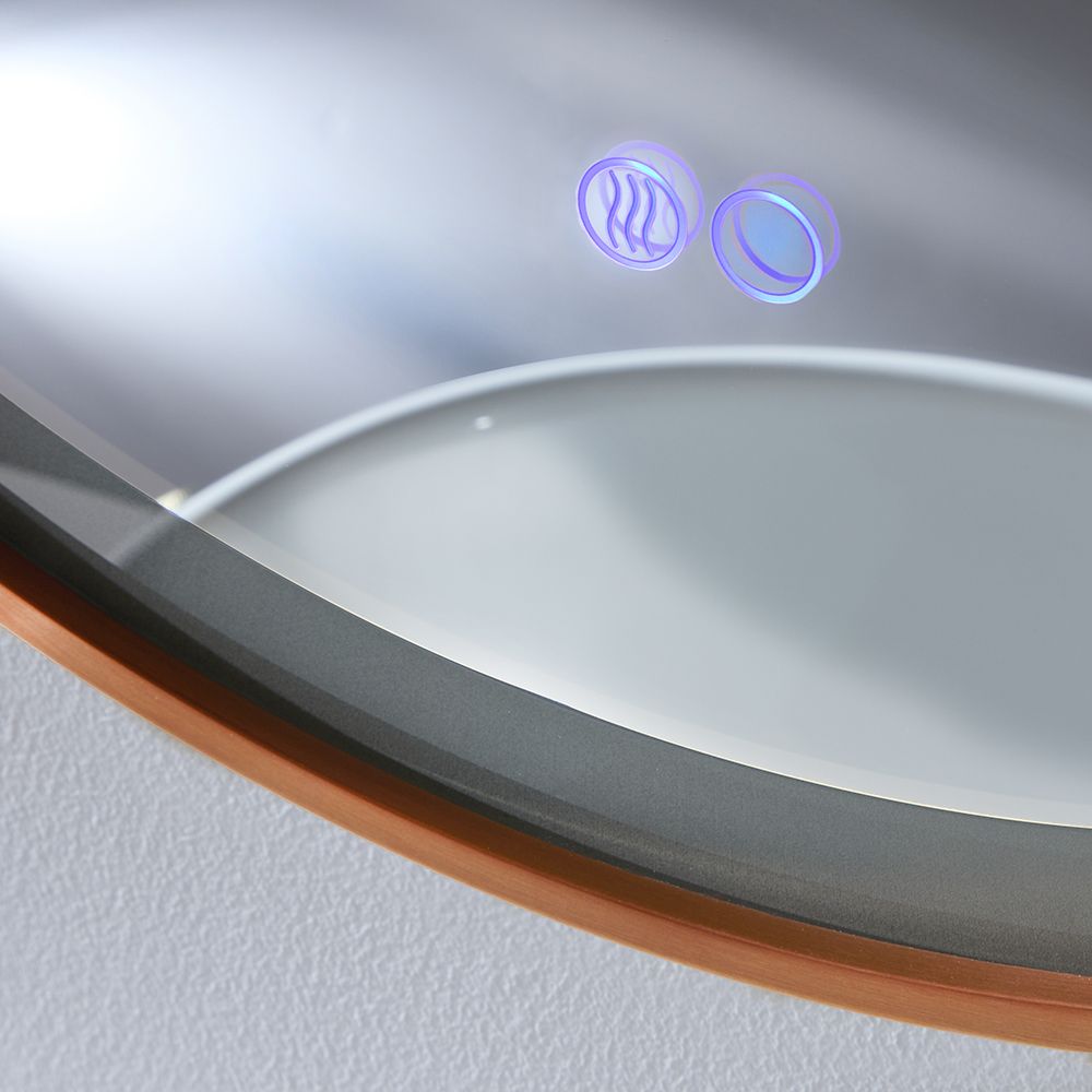 Miroir à LED - Rond - Cuivre satiné - 60 cm x 60 cm - Camila