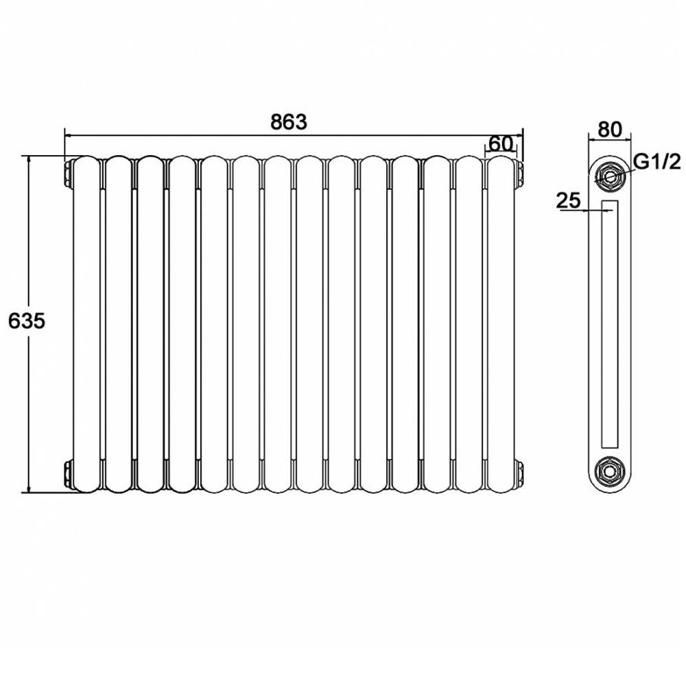 Radiateur horizontal à colonnes – Anthracite – 63,5 cm x 86,3 cm ...