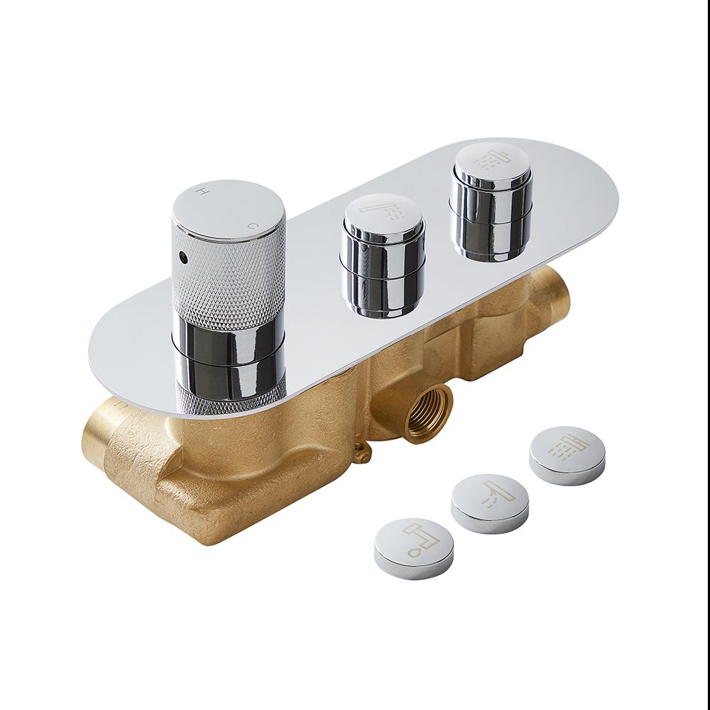 Douche thermostatique à boutons poussoir – Avec pommeau encastrable – 2 ...