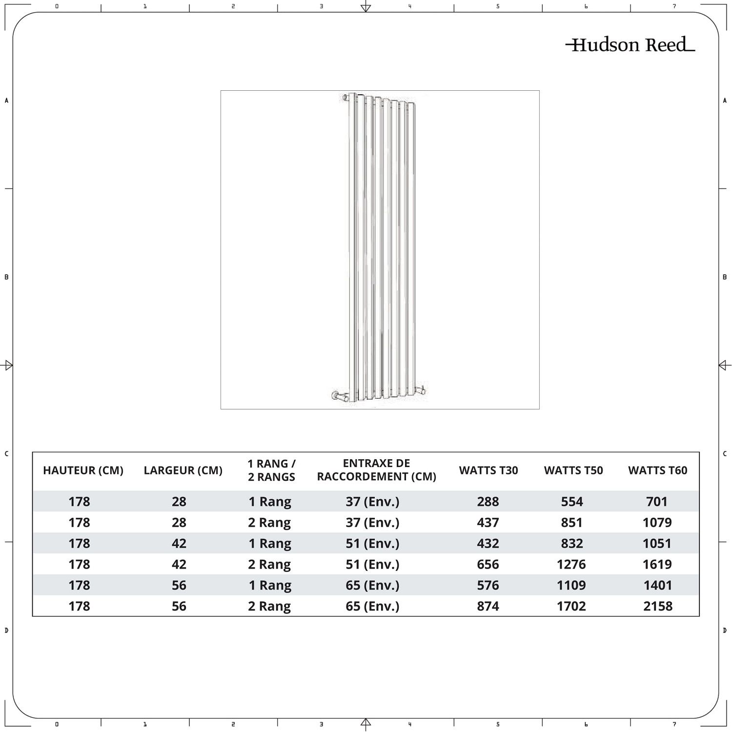 Radiateur design vertical - Choix de finitions et de tailles - Salisbury